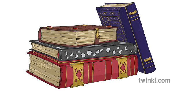 stack of spell books witch wizard witchcraft magic Oíche Shamhna ks2
