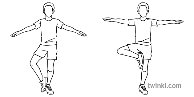 Stork Balance Steps Sequence Health Fitness Exercise PE Secondary Bw RGB