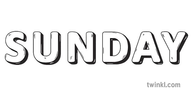 Sunday Black and White RGB Png Illustration - Twinkl