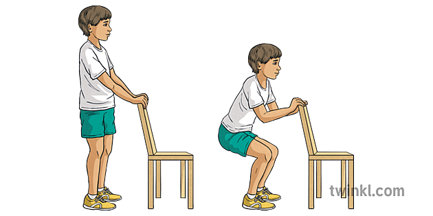 sentadilla con apoyo con silla uks2 movimiento diario twinkl move pe ks2