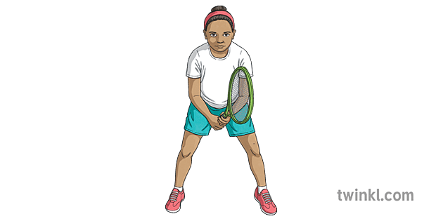 tenis hazır pozisyon kişi kız net ve duvar pe hareket ks2 Illustration