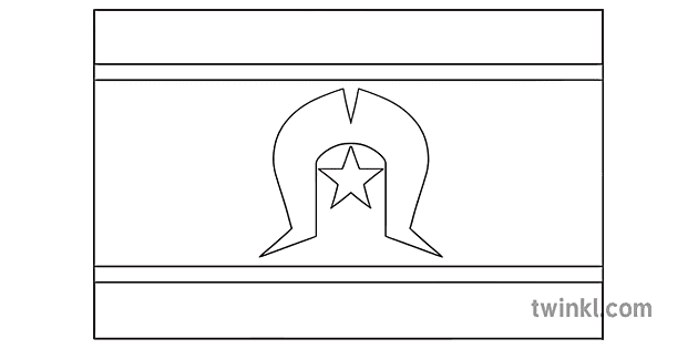 Torres Strait Island Flag Black and White RGB - Twinkl