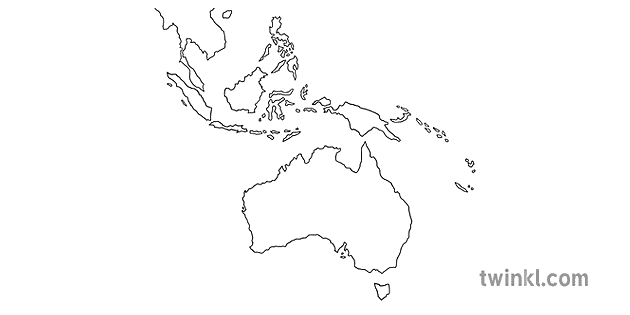 Torres Strait Islanders Map Black and White RGB Illustration - Twinkl