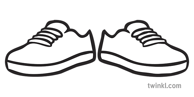 Trainers Outline Black and White - Twinkl