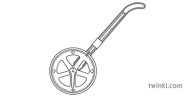 Trundle Wheel Measure Distance Equipment Tools Science KS1 Black and White
