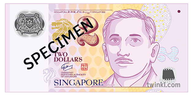 Two Dollar Note Singapore Money Currency Secondary Illustration - Twinkl