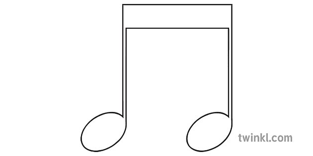 two quavers join 2 music note ks3 black and white Illustration - Twinkl