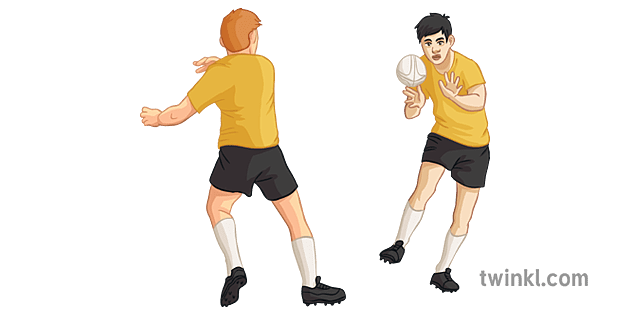 Two Rugby Players Passing the Ball PE Sport Technique Drill Secondary