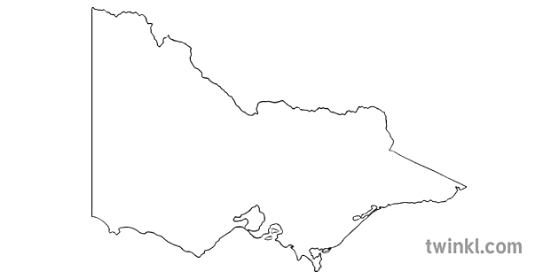 victoria outline map australia state map geography ks2 bw rgb ...