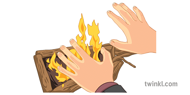 Warming Hands over Fire Illustration