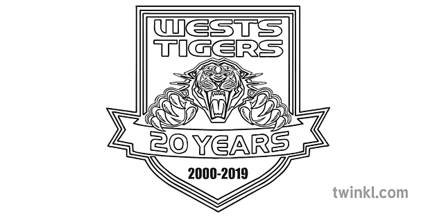 wests tigers national rugby league team logo sports australia ks1 black and
