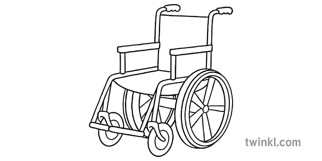 Wheelchair Template 01 Manual 3 4 View Black and White RGB Illustration