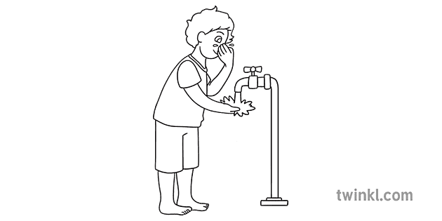 Wudu Step 5 Washing Nose Black and White RGB Illustration - Twinkl
