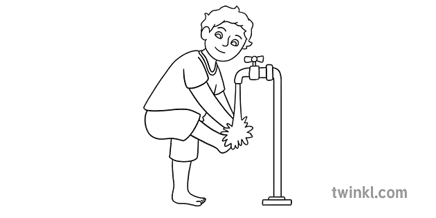 Wudu Step 9 Washing Feet Black and White RGB Illustration - Twinkl