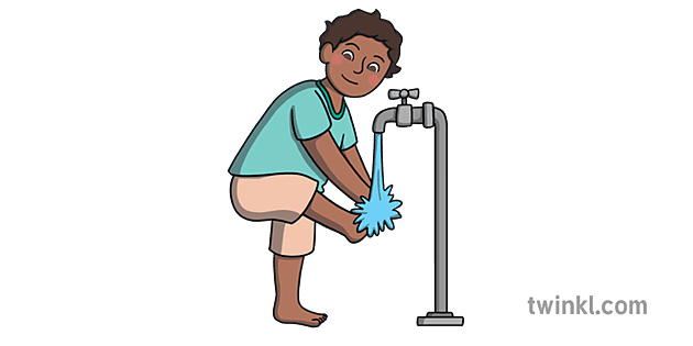 „Wudu Step 9 Wash Feet“ Illustration