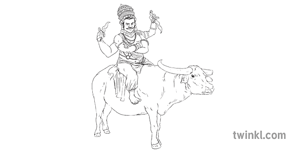 yama god death hinduism religion india mps ks2 white and white rgb