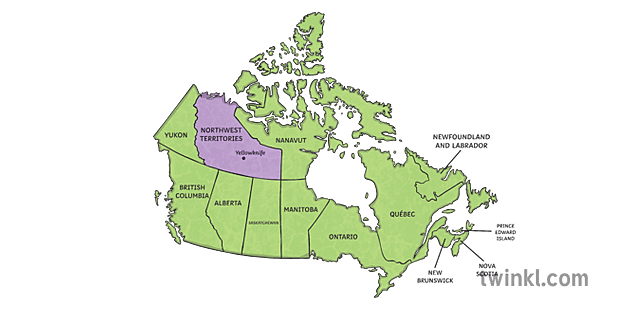 Yellowknife on Map Illustration - Twinkl