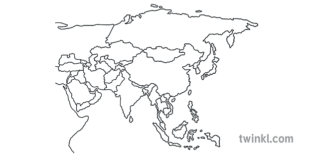 prázdna mapa Ázie ver 1 Illustration - Twinkl