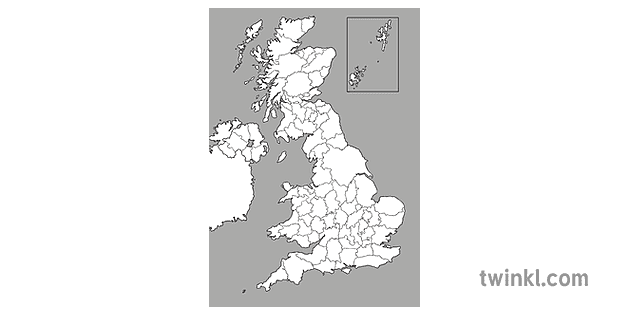 Blank Uk Counties Map Black And White Twinkl Blank Uk Counties Map Black And White Twinkl