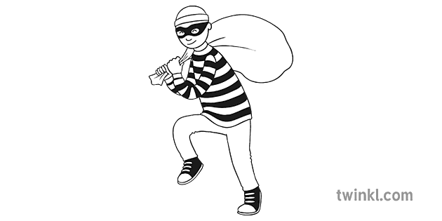 চোর কালো সাদা Illustration - Twinkl