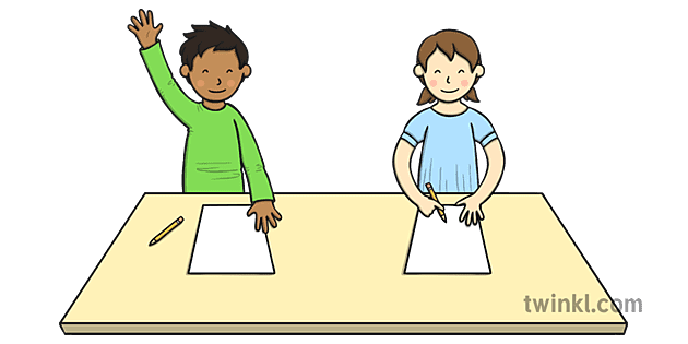 Child Putting Hand Up in Class - Twinkl