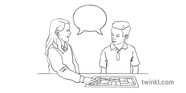 Children Having Conversation About Collage Black and White