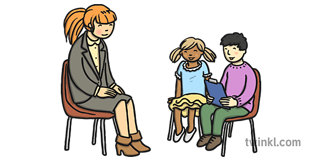 Children Interviewing Adult Illustration - Twinkl