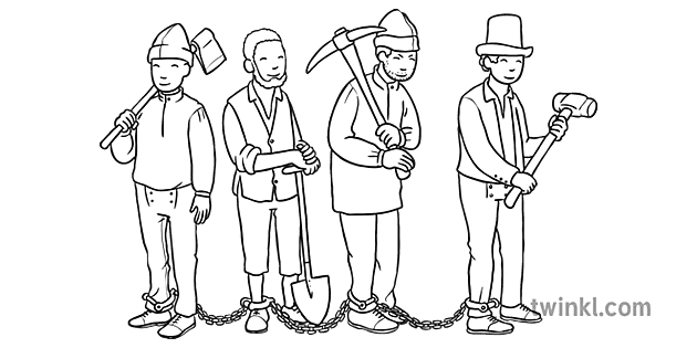 Convicts Black and White Illustration - Twinkl