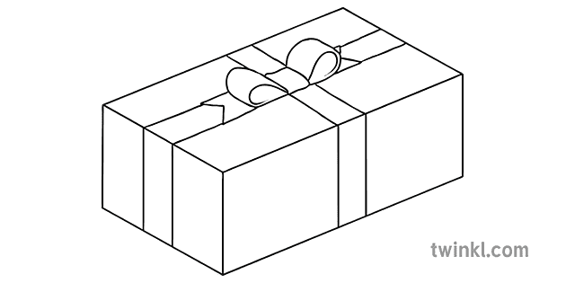 cuboide presente 2 blanco y negro Illustration - Twinkl