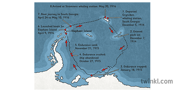 Endurance Map Illustration - Twinkl