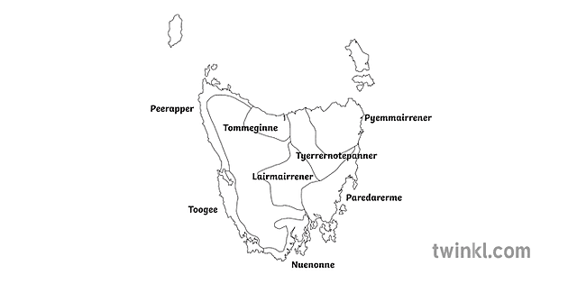 first Nations map of Tasmania black and white rgb ver 1 2 Illustration