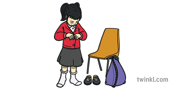 Girl Taking off School Cardigan Ver 1 1 - Twinkl