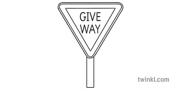 ギブウェイ道路標識 白黒 Dibujo - Twinkl