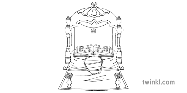 Guru Granth Sahib Ji Sketch Coloring Page