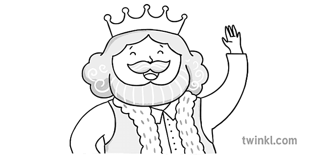 Happy Emperor Black and White Illustration - Twinkl