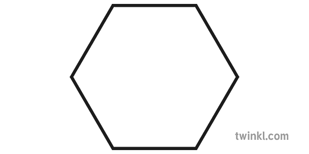 hexágono blanco y negro Illustration - Twinkl