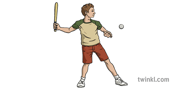 Hitting a Ball Rounders Ilustração