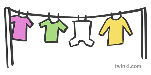 House with Washing Line Illustration