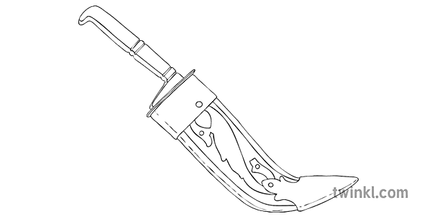 kirpan in bianco e nero Illustration - Twinkl