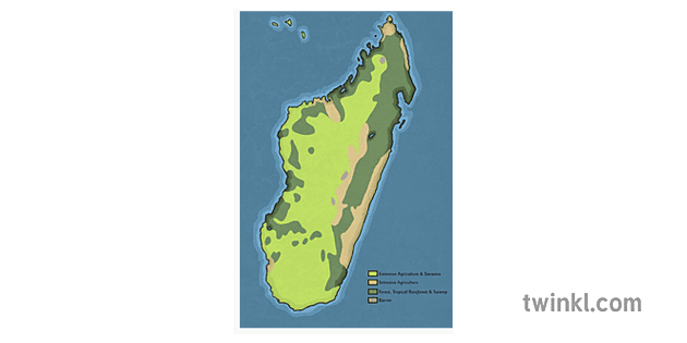 Madagascar Physical Map Illustration - Twinkl