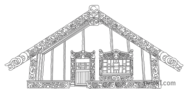 maori marae black and white rgb ver 1 Illustration - Twinkl