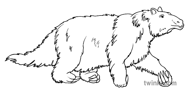 Megatherium Black and White Illustration - Twinkl