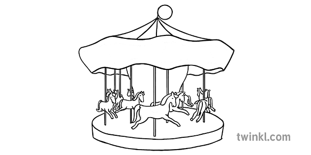 Merry Go Round Black and White 1 Illustration - Twinkl