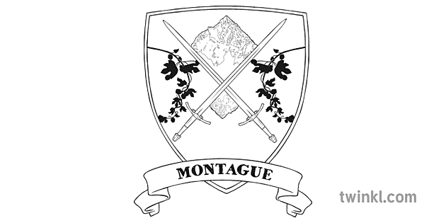 Montague Coat of Arms Black and White - Twinkl