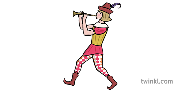 Pied Piper Dancing and Piping Illustration - Twinkl