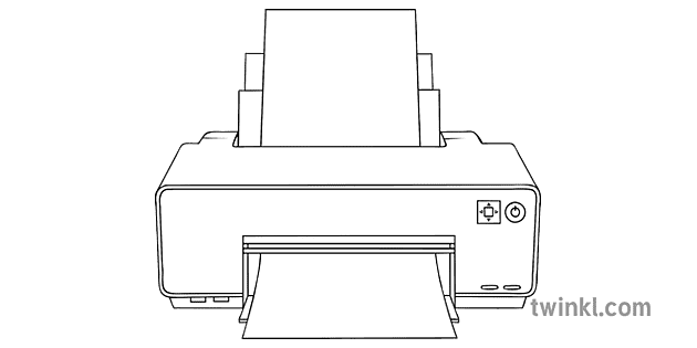 Printer Black and White Illustration - Twinkl