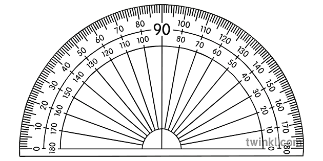 Protractor Black and White Illustration - Twinkl