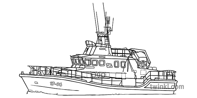 rnli savboato nigra blanka Illustration - Twinkl