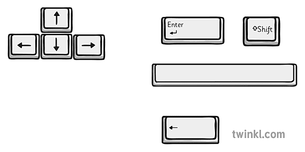 Shift Key Black and White - Twinkl