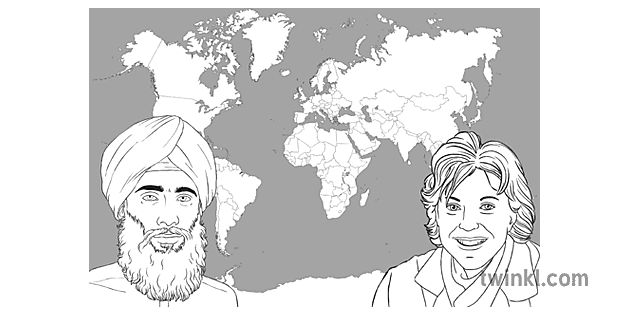 Sikh Creation Story 7 Black and White Illustration - Twinkl